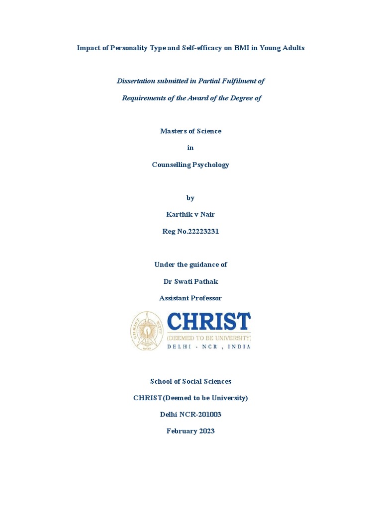 Research Proposal Final Draft | PDF | Self Efficacy | Body Mass Index