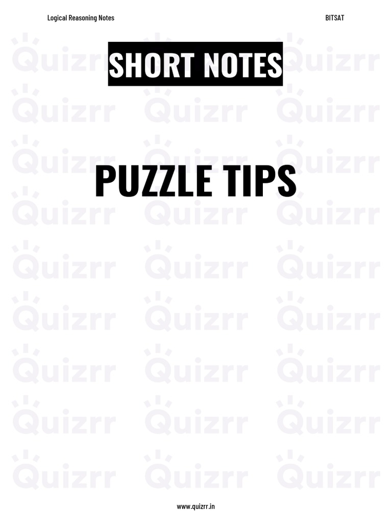 (PDF) Puzzle Tips - Logical Reasoning | PDF