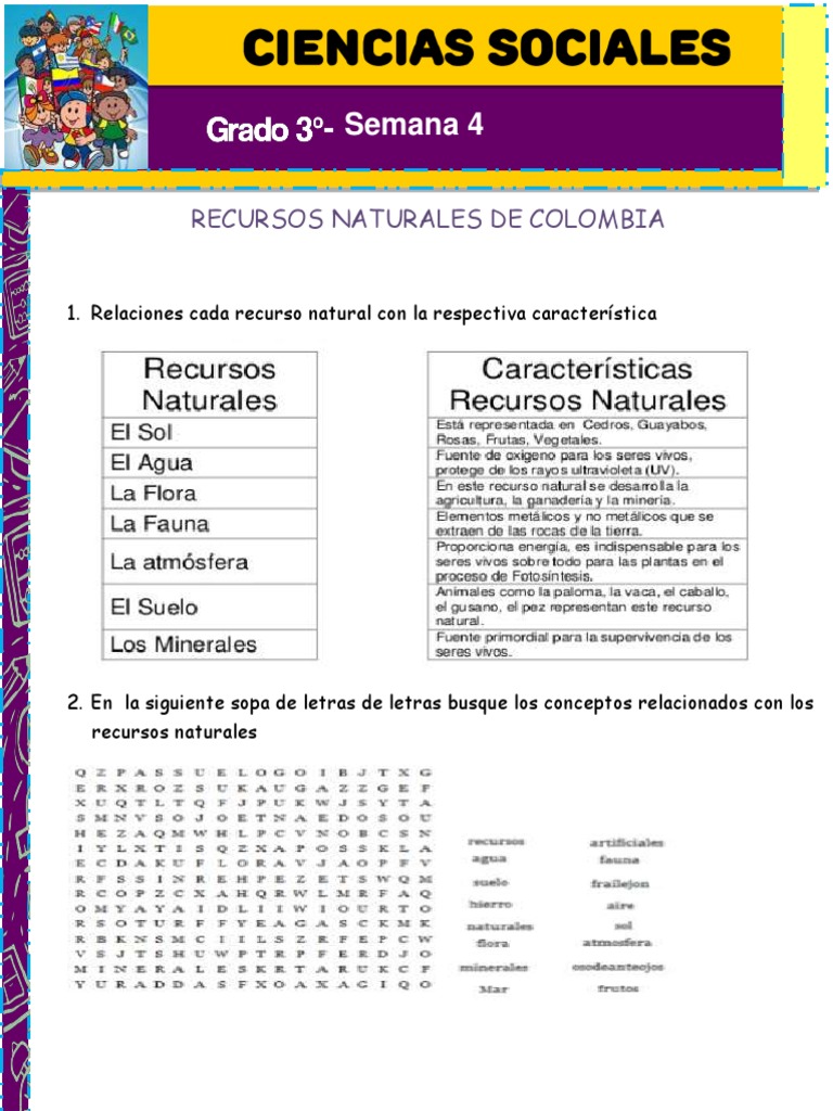 Recursos Naturales en Colombia: Actividades | PDF | Ciencias sociales ...