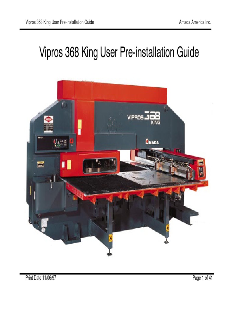 Vipros 368 King User Pre-Installation Guide | PDF | Drill | Machines