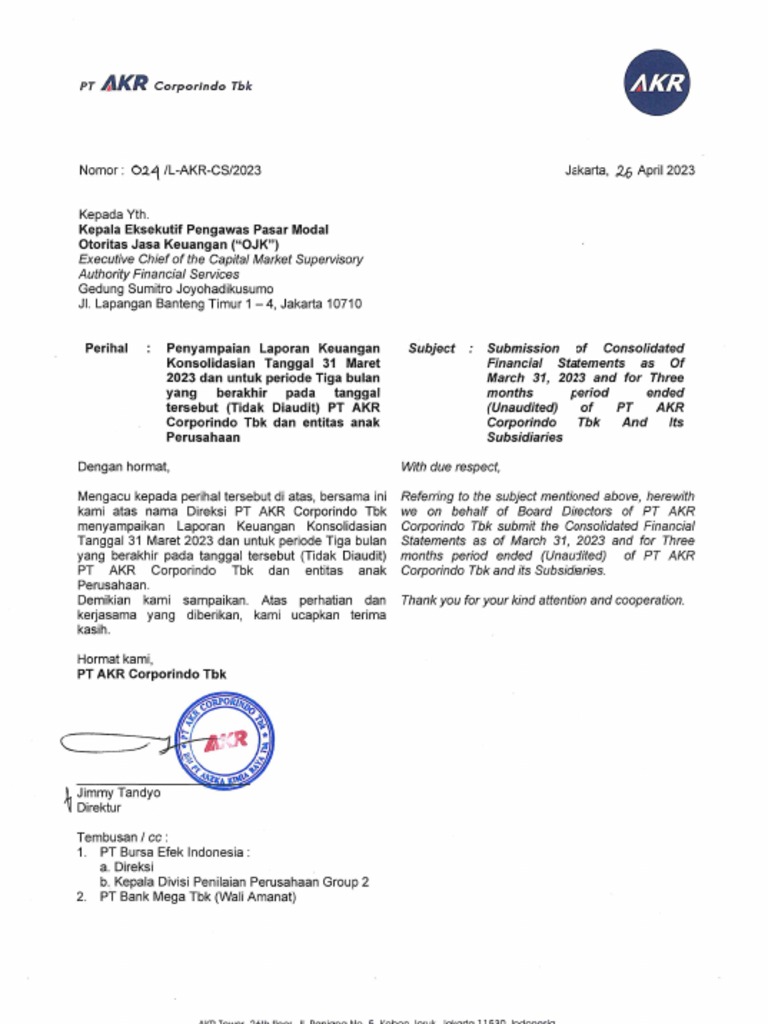 Surat Akra No.024.L.akr.CS.2023 | PDF