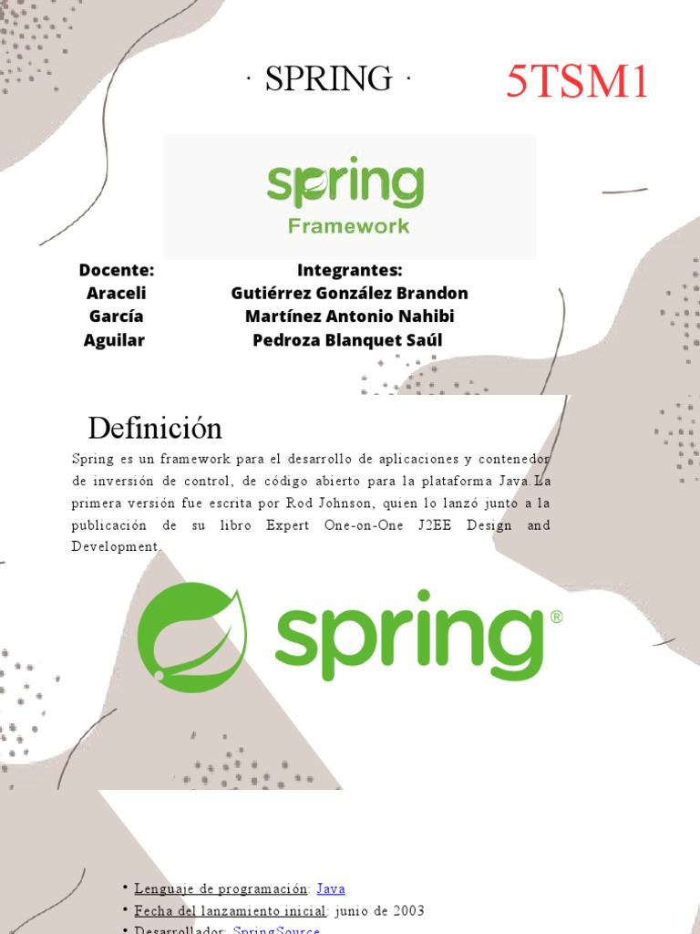 Exposición Spring Framework | PDF | Spring Framework | Desarrollo de software