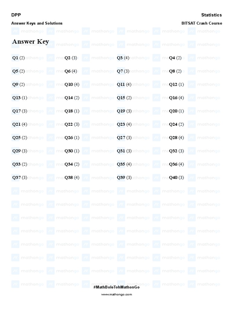 Solution DPP Statistics Mathongo Bitsat 2023 Crash Course | PDF | Logic | Logical Expressions