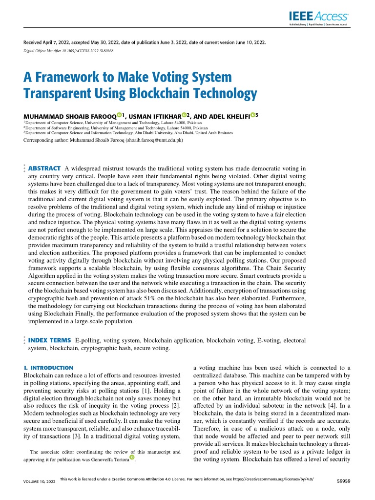 A Framework To Make Voting System Transparent Using Blockchain Technology | PDF | Cryptography ...