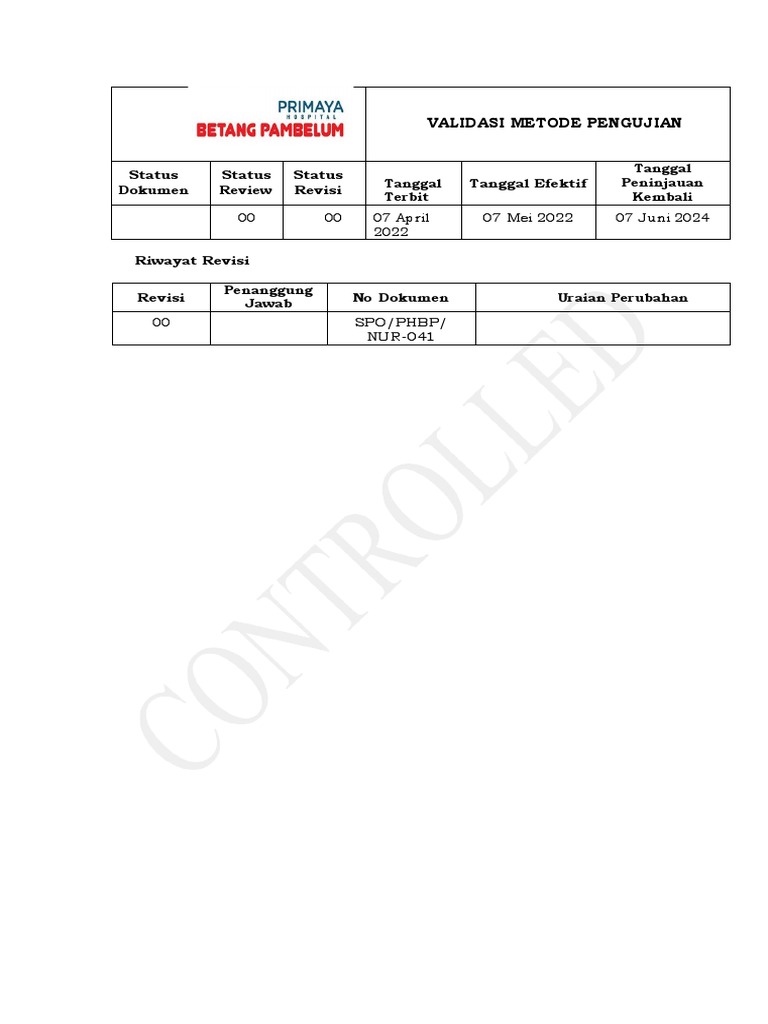 Spo Validasi Metode Pengujian Pdf
