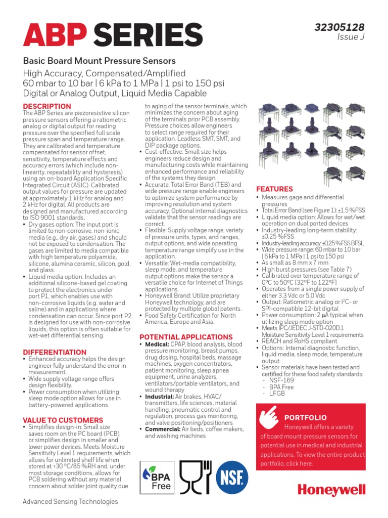 Honeywell - ABP Series | Download Free PDF | Sensor | Hysteresis
