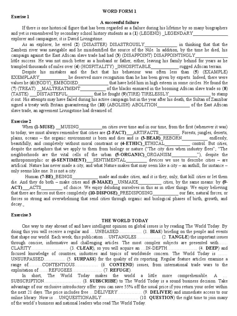 Hchi WORD FORM 5 | PDF | David Livingstone | Odor