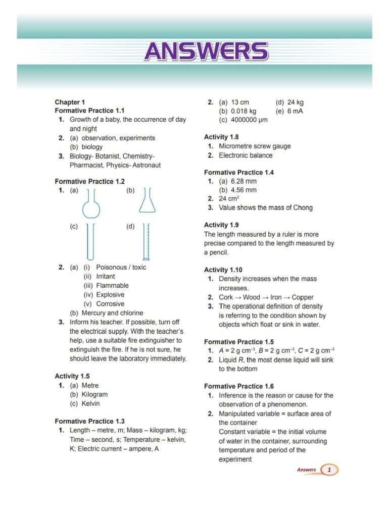 SCIENCE Form 1 Answer | PDF