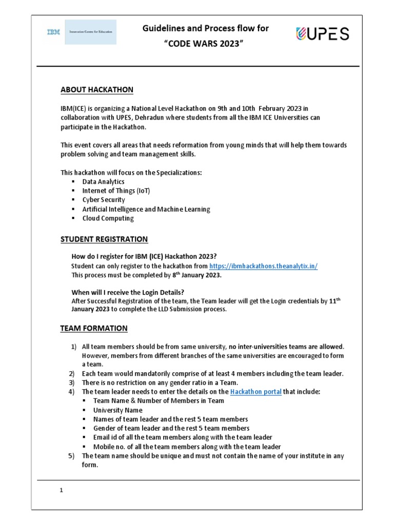 CODE WARS 2023 - Guidelines | PDF | Internet Of Things | Ibm