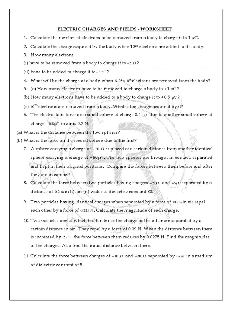 Electric Charge Calculations Worksheet | PDF | Electric Charge | Electron