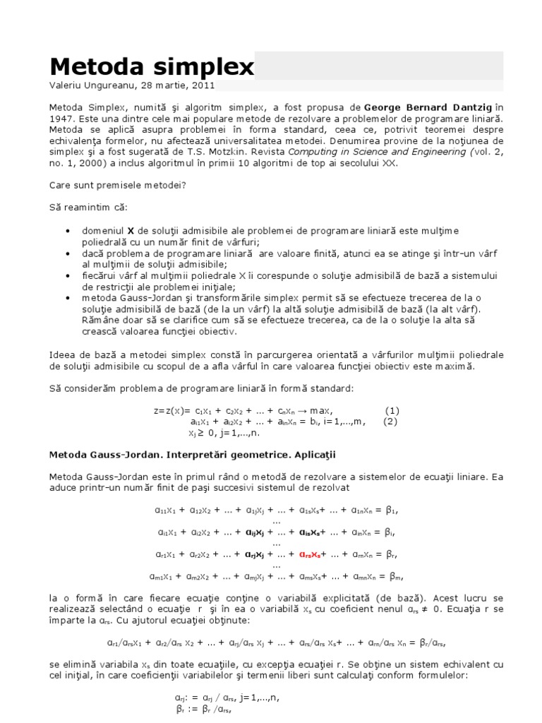 Metoda Simplex | PDF