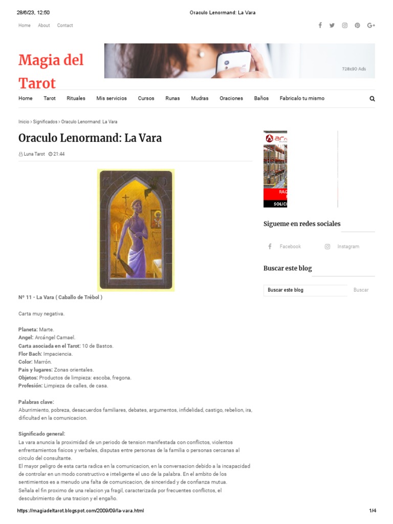 Oraculo Lenormand - La Vara | PDF | Tarot