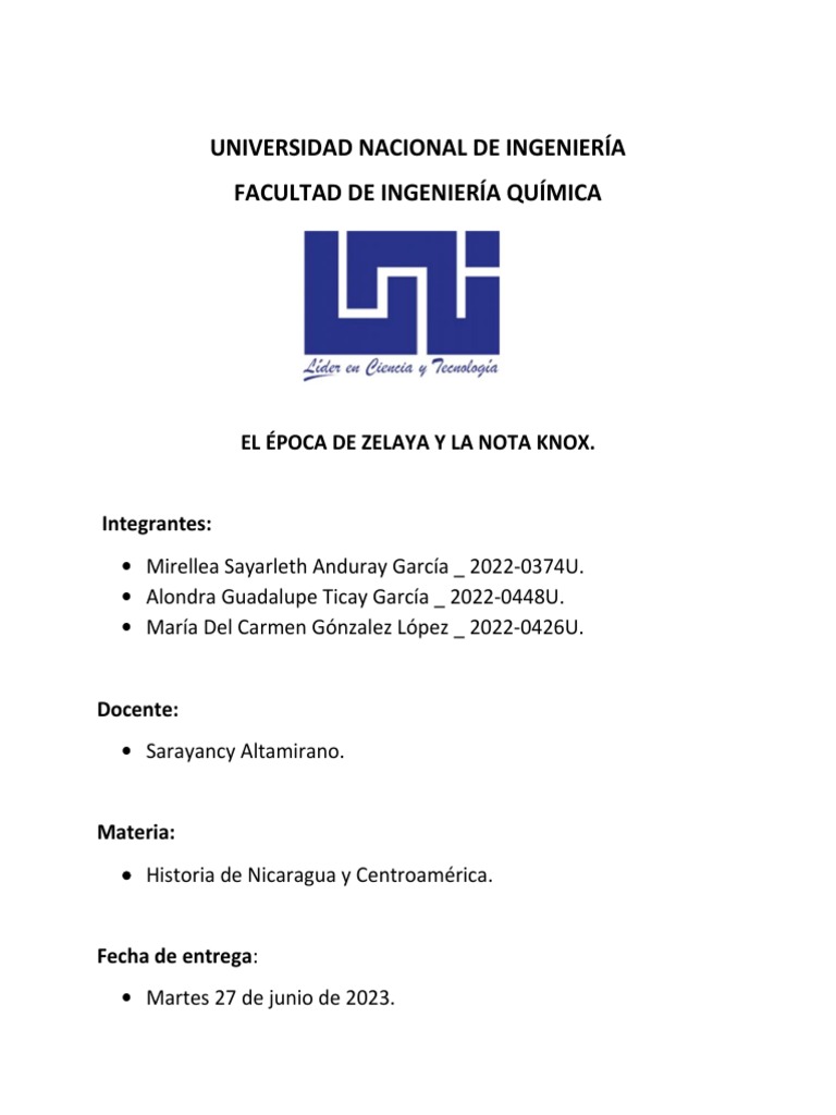 La Nota Knox y el Derrocamiento de Zelaya | PDF | Nicaragua | Los ...