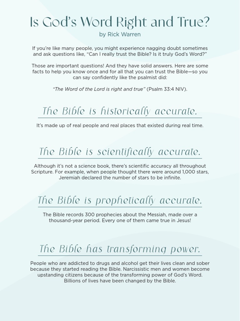 Is Gods Word Right and True | PDF | Self-Improvement | Religion ...