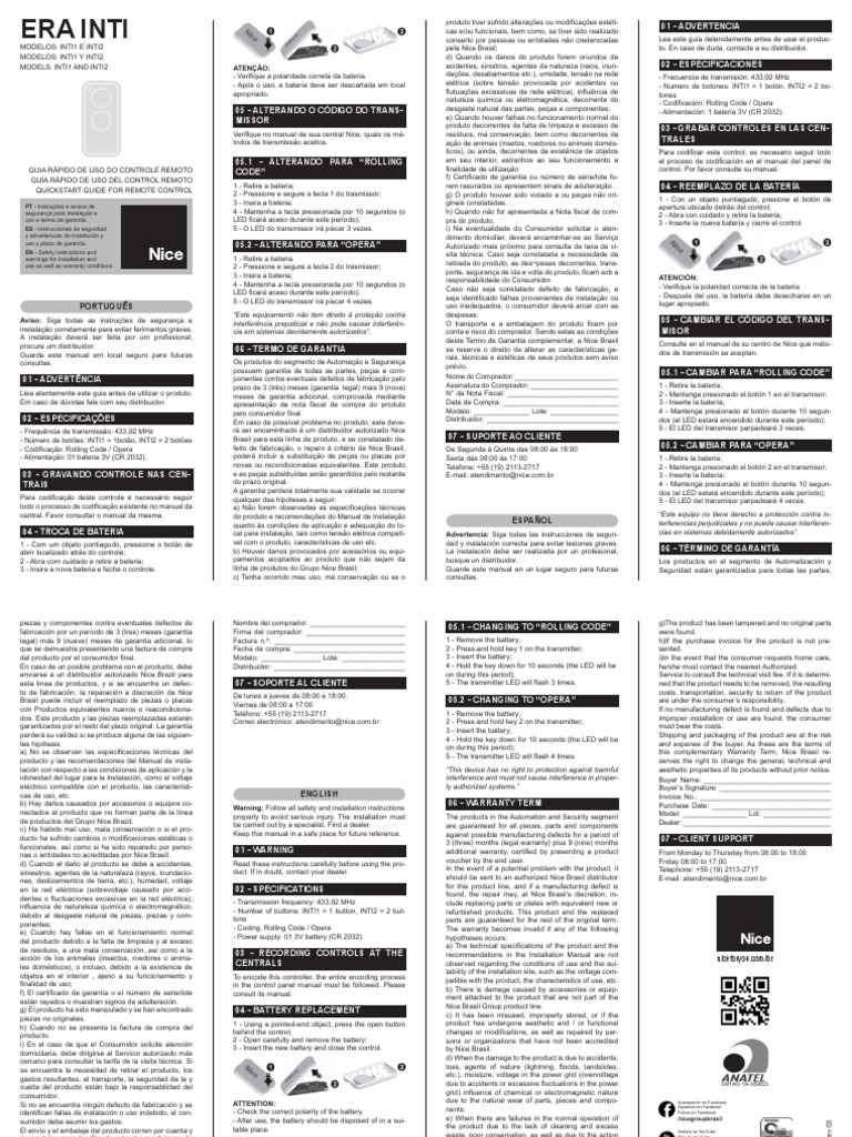 MANUAL TX ERA INTI 2C Rev 03 | PDF | Engenharia Elétrica | Eletricidade