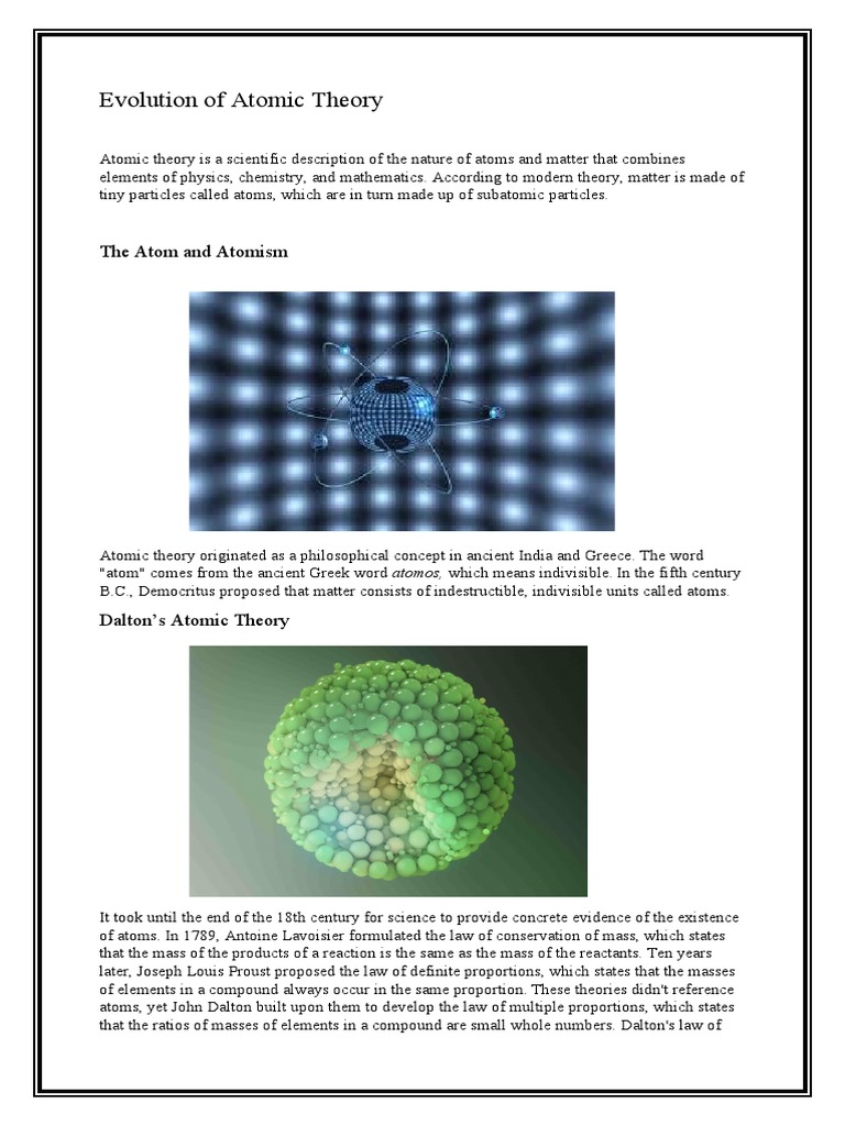 Evolution of Atomic Theory Overview | PDF | Atoms | Atomic Nucleus