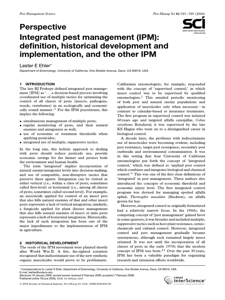 Perspective Integrated Pest Management (Ipm) | PDF | Pesticide ...