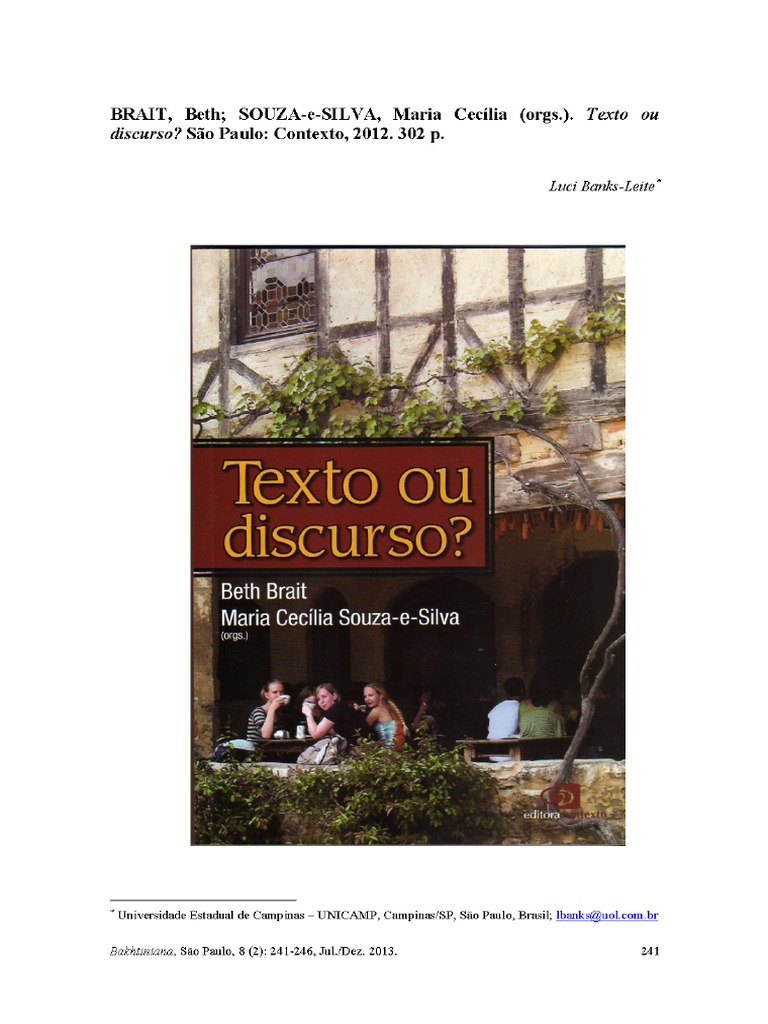 4 - BRAIT, Beth - SOUZA-e-SILVA, Maria Cecília (Orgs.) - Texto Ou Discurso - São Paulo ...