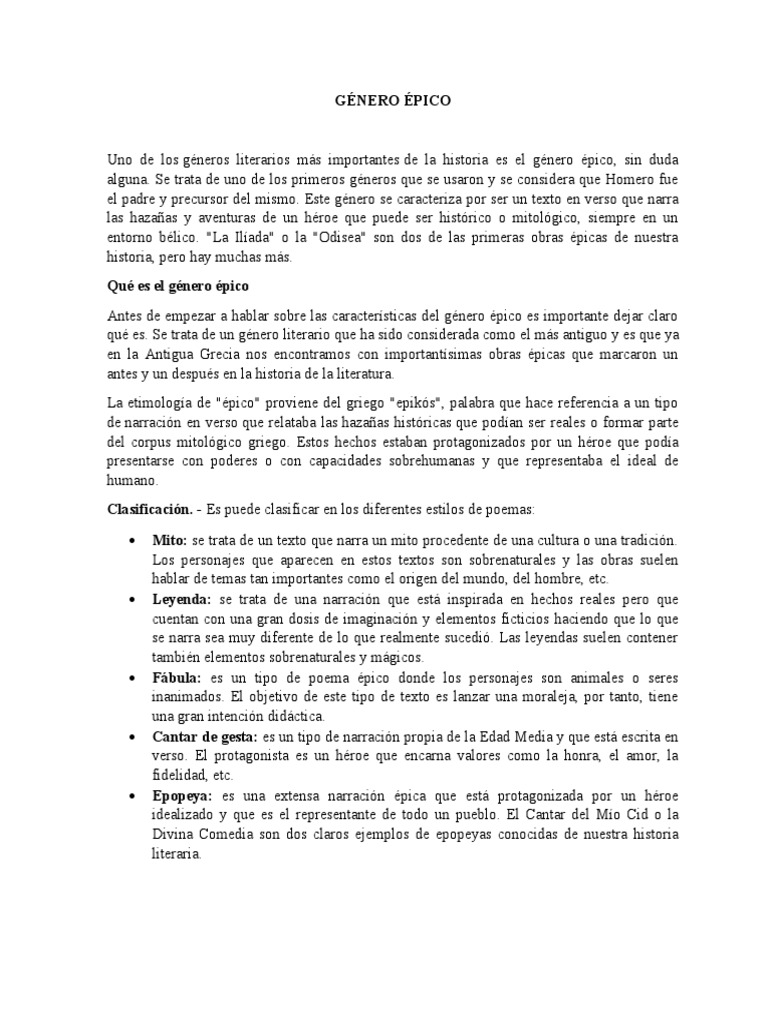 Género Épico | PDF | Poesía épica | Ilíada