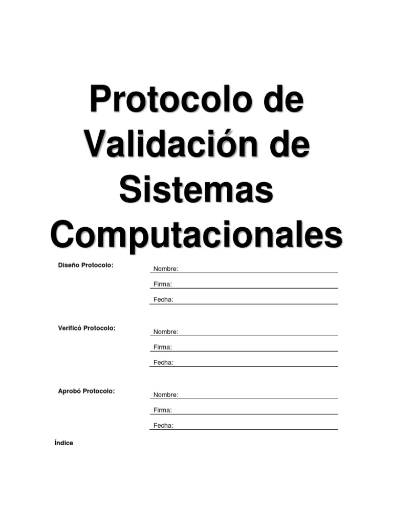 Protocolo de Validación de Sistemas Computacionales - v2 | PDF | Software | Hardware de la ...