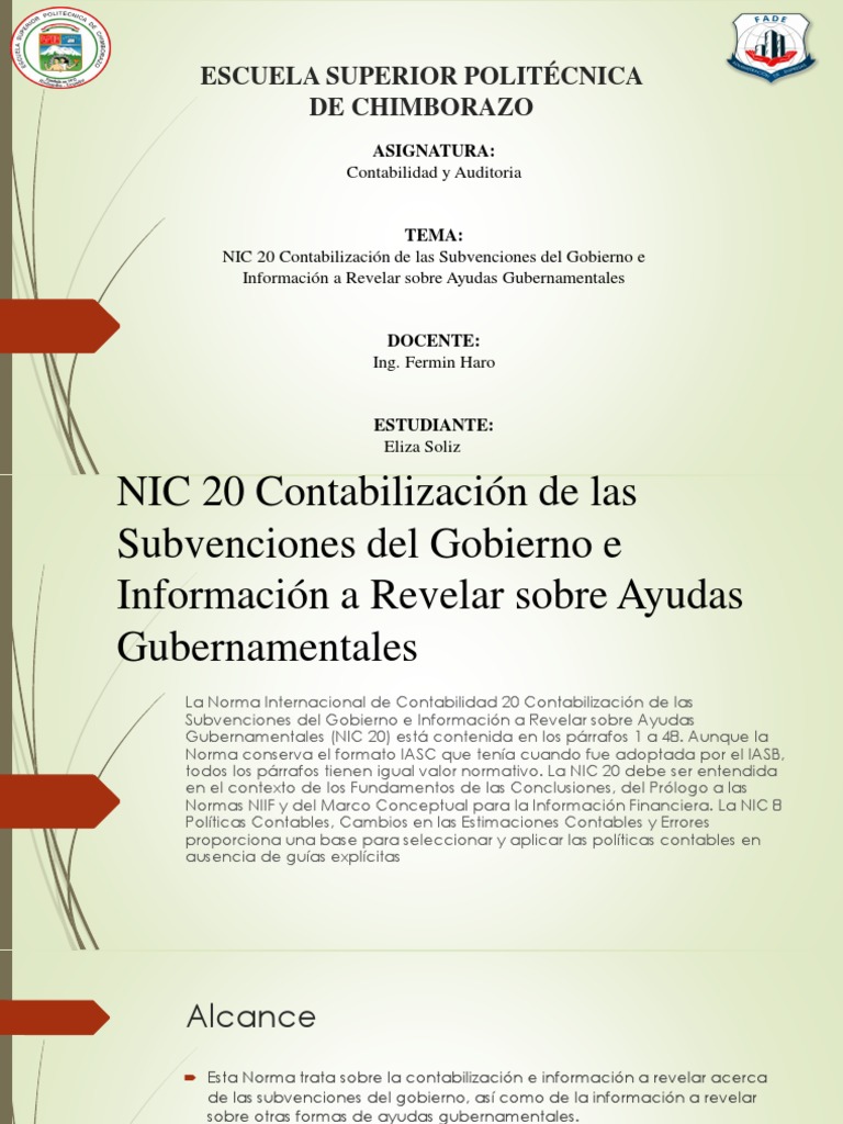 NIC 20: Subvenciones del Gobierno | PDF | Otorgar dinero) | normas ...