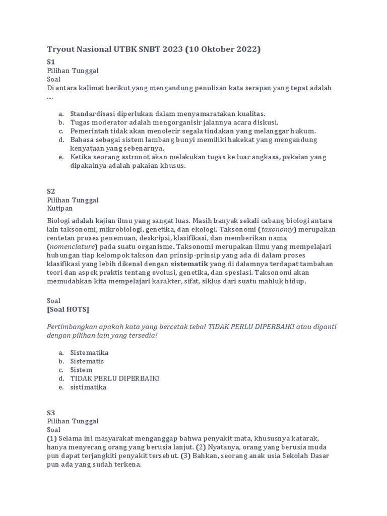 Soal TO Paket 5 | PDF | Sains & Matematika