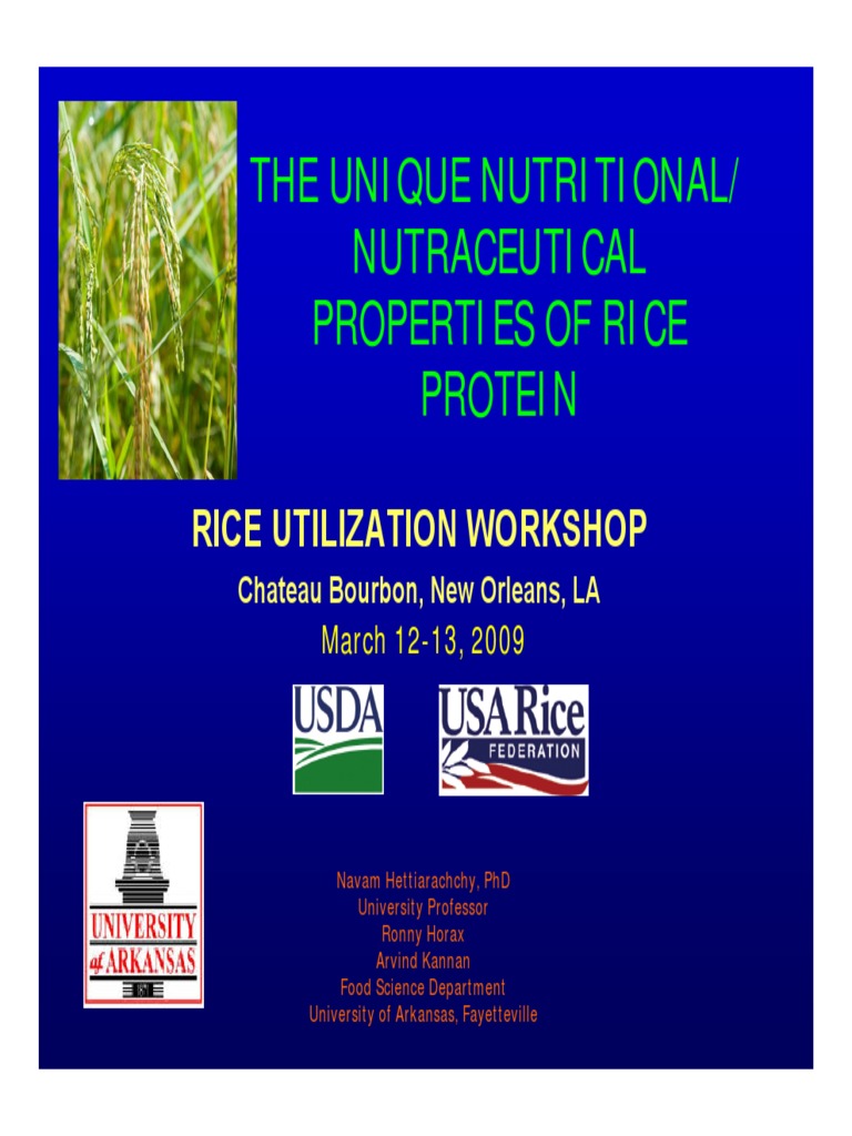 The Unique Nutritional/ Nutraceutical Properties of Rice Protein | PDF ...