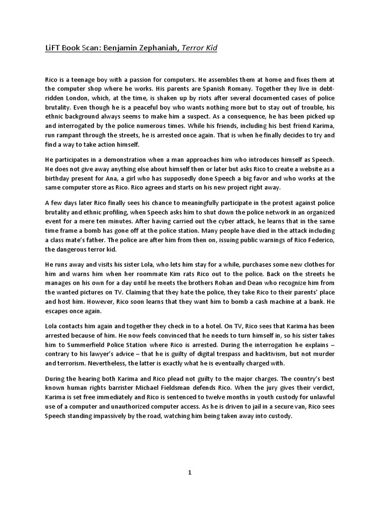 Liftbookscan Terror Kid | PDF | Plot (Narrative) | Adolescence