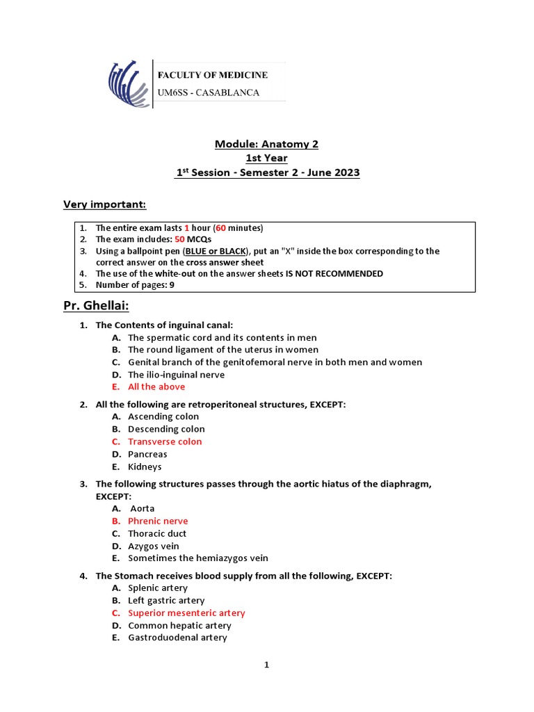 Anatomy 2-Final-June 2023 | PDF | Liver | Abdomen