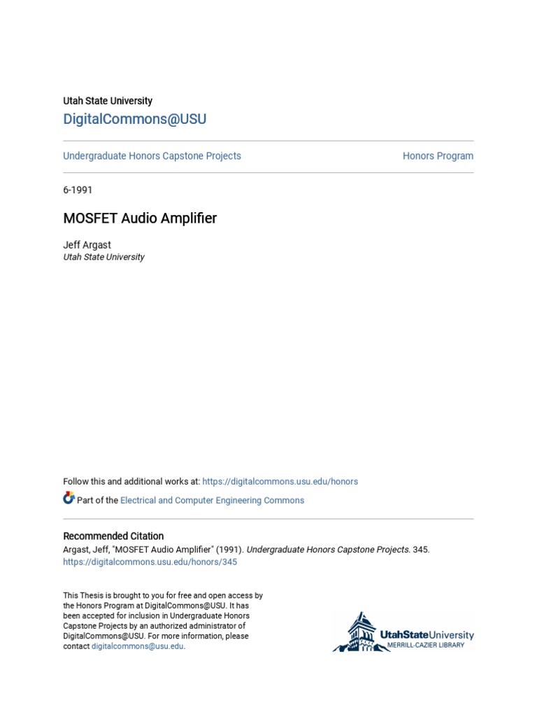 MOSFET Audio Amplifier | PDF | Amplifier | Field Effect Transistor