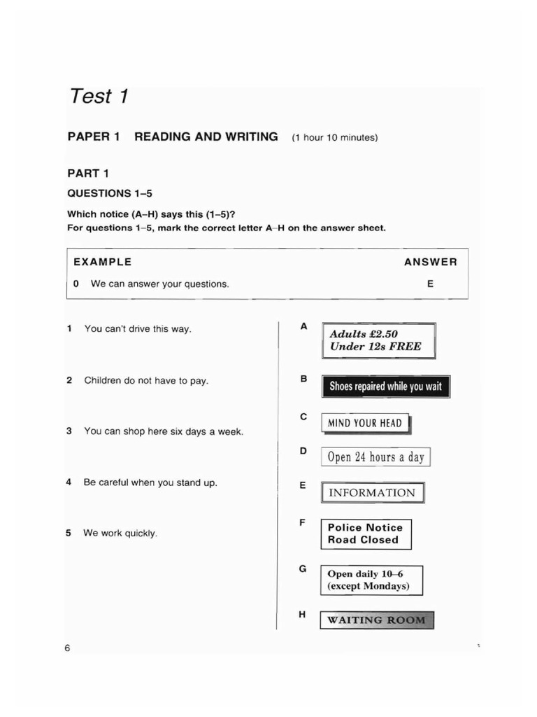K.Test 1.1 Reading | PDF