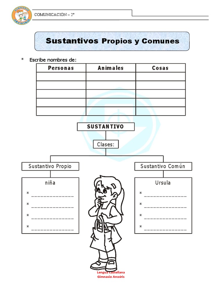 Ficha de Sustantivos Propios y Comunes | PDF | Lingüística | Morfología ...