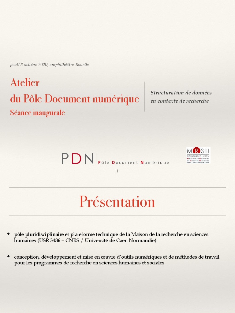 Presentation Atelier 2020 | PDF | XML | Langage de balisage