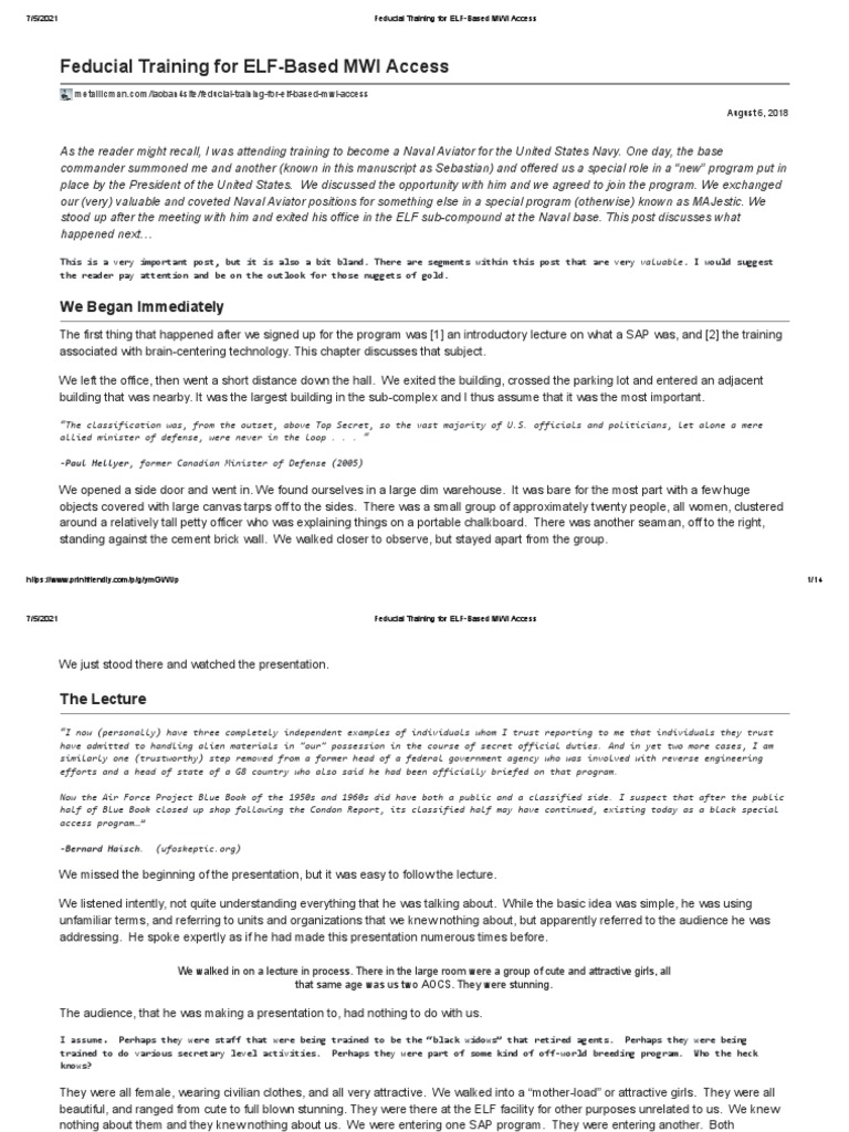 Feducial Training For ELF-Based MWI Access | PDF | New World Order (Conspiracy Theory) | Recall ...