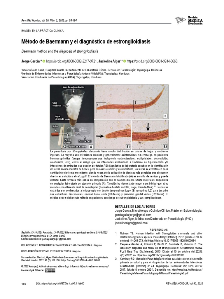 Método de Baermann y El Diagnóstico de Estrongiloidiasis: Baermann ...