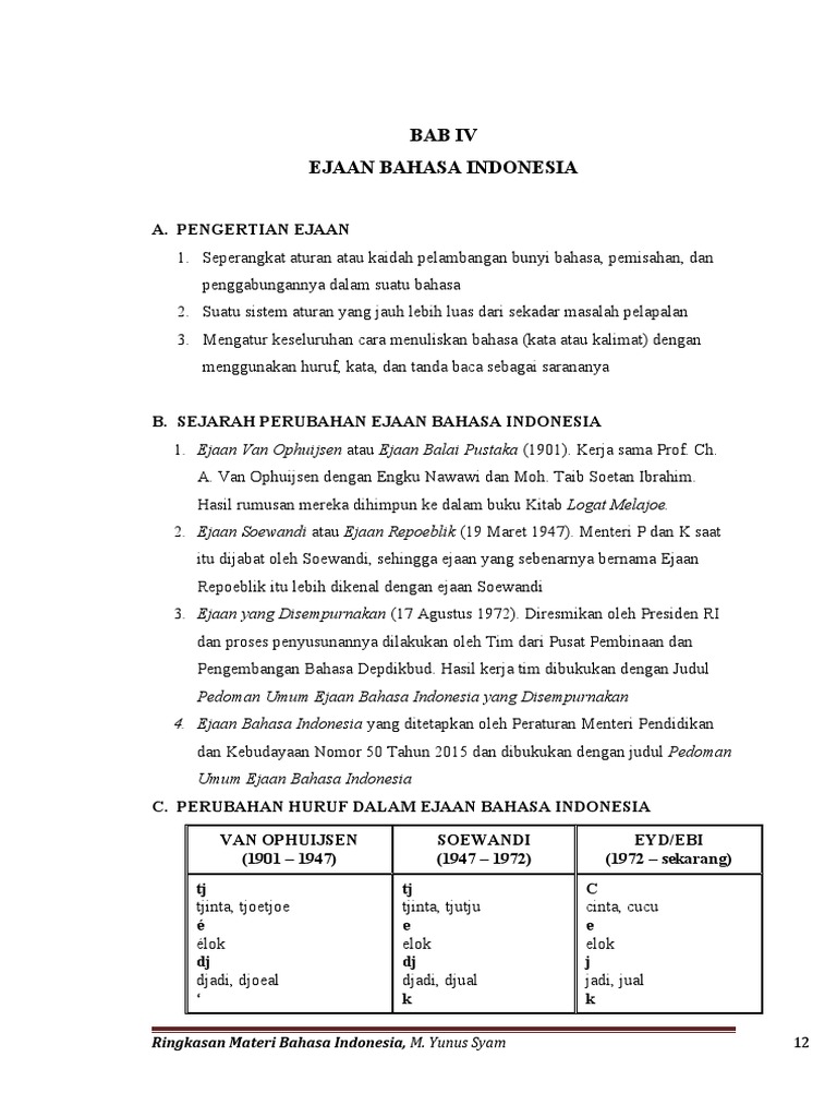 Bab 4 Ejaan Bahasa Indonesia | PDF