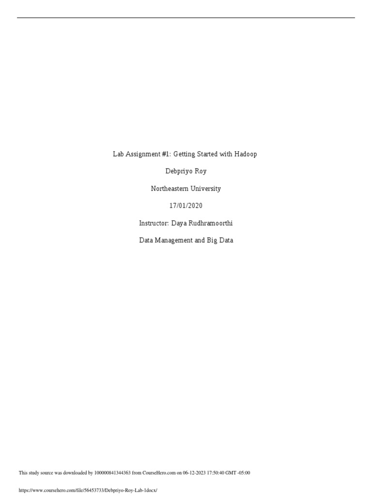 Debpriyo Roy Lab 1 | PDF | Apache Hadoop | Computer Science