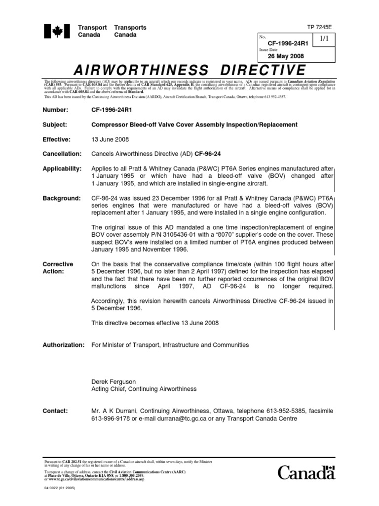 Easa Ad CF-1996-24R1 2 | PDF | Aviation | Transport