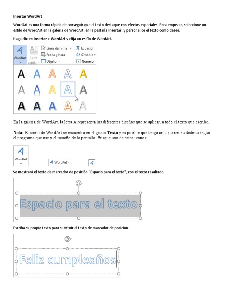Insertar WordArt | PDF