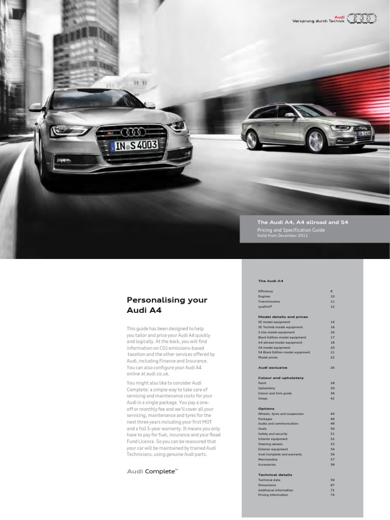 Audi A4 Brochure 1211 | PDF | Diesel Engine | Audi