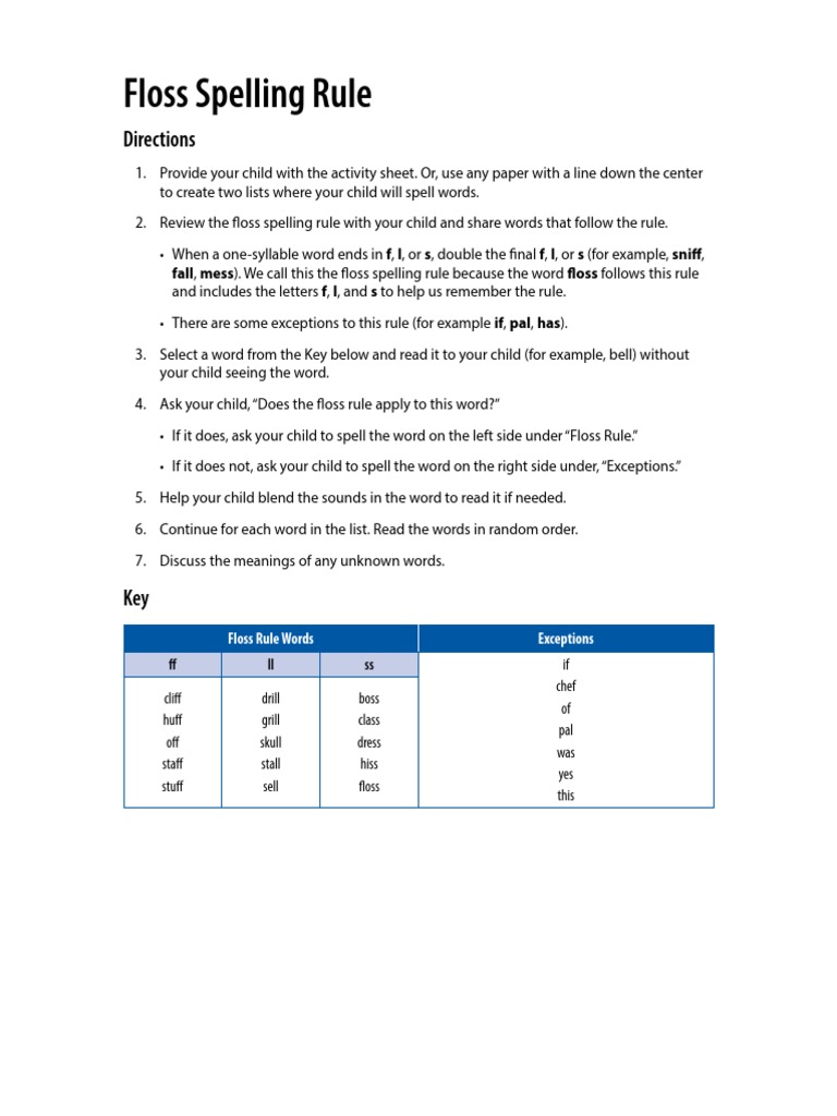 3.2 Act 4 Floss Spelling Rule | PDF