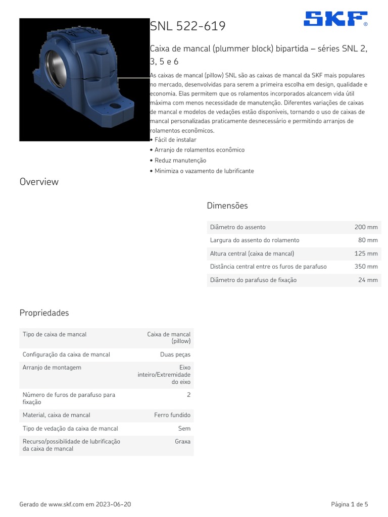 SKF SNL 522-619 Specification | PDF | Programas | Software de aplicação