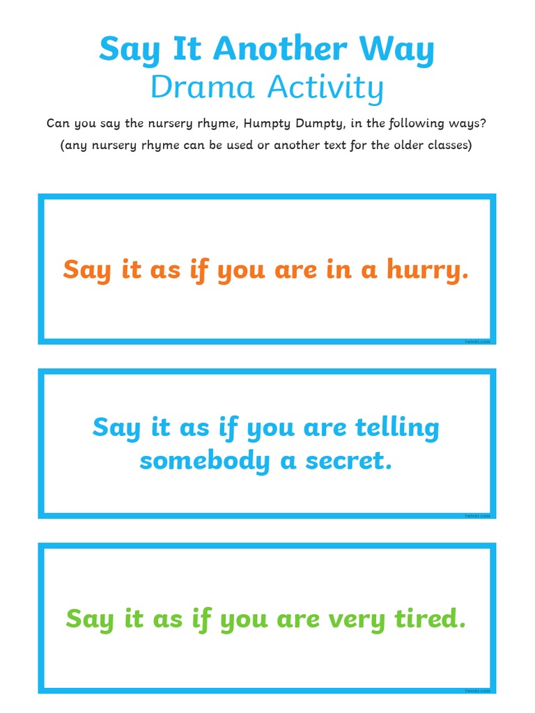 Say It Another Way Drama Activity | PDF | Language Arts & Discipline