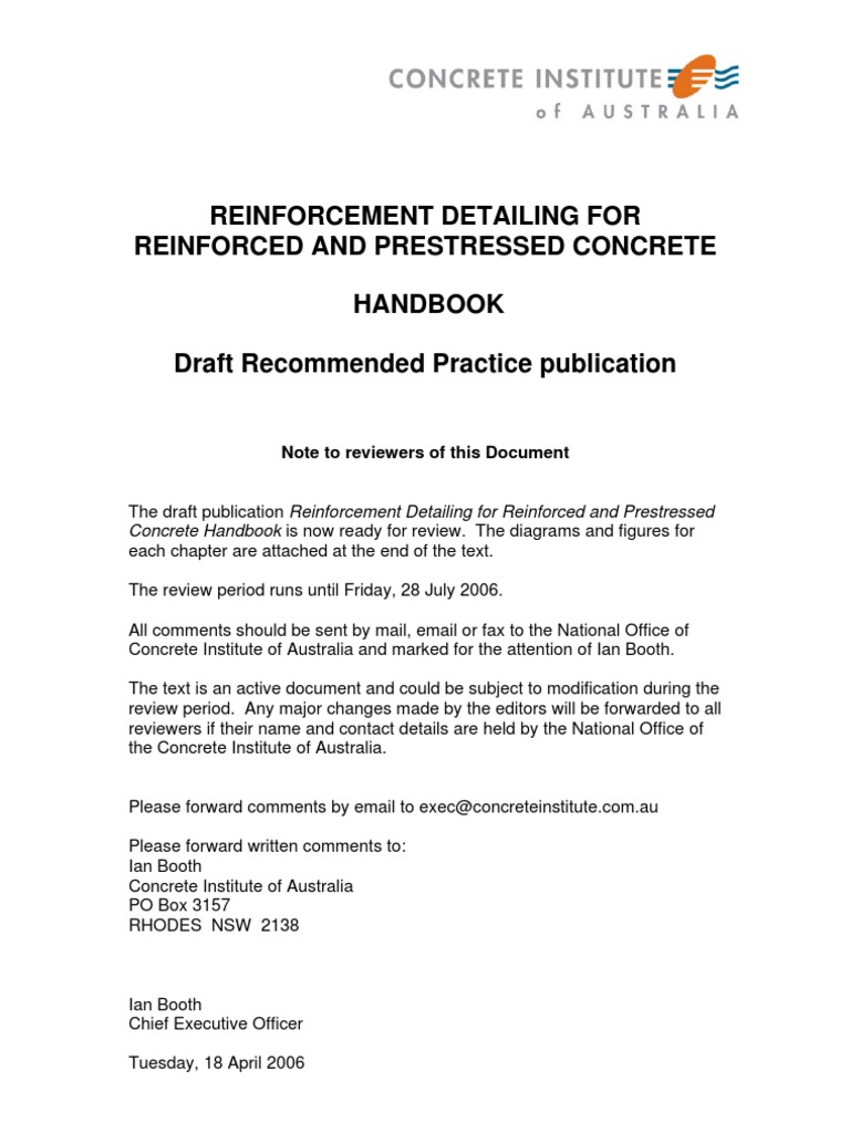 Draft Reinforcement Detailing Handbook Complete Version PR Incl Figs ...
