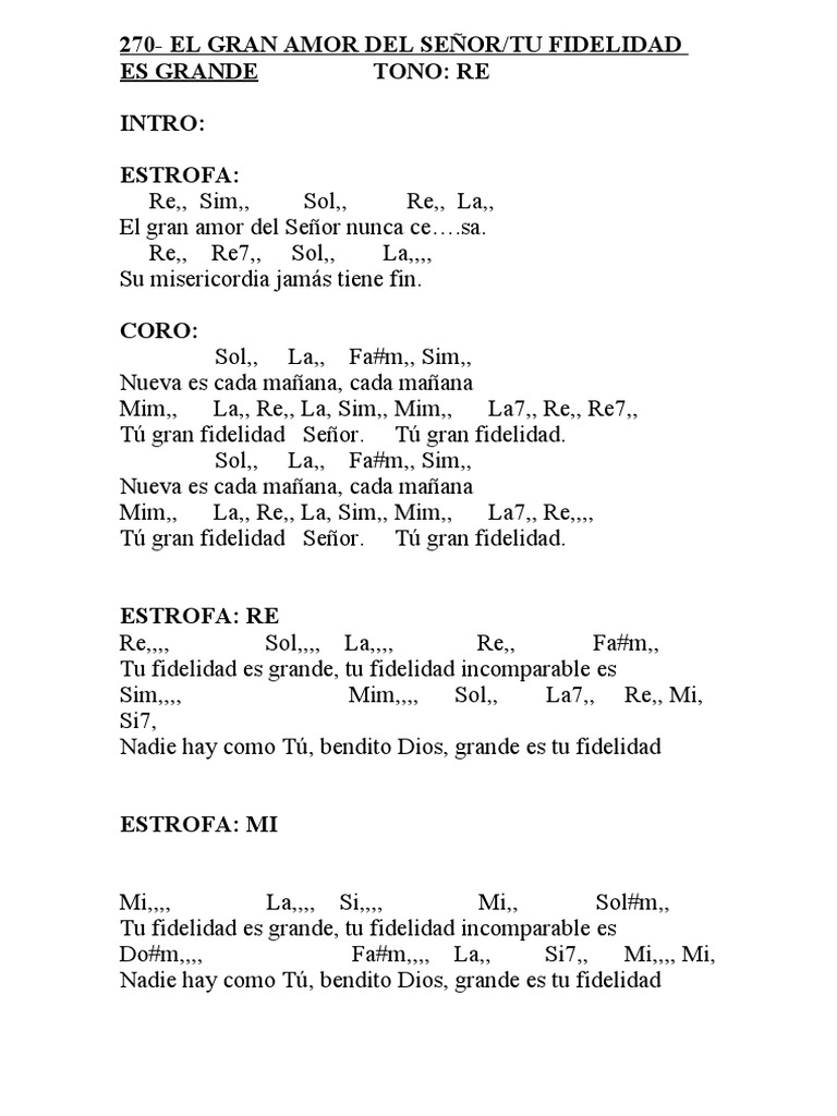 270 - El Gran Amor Del Señor - Tu Fidelidad Es Grande | PDF