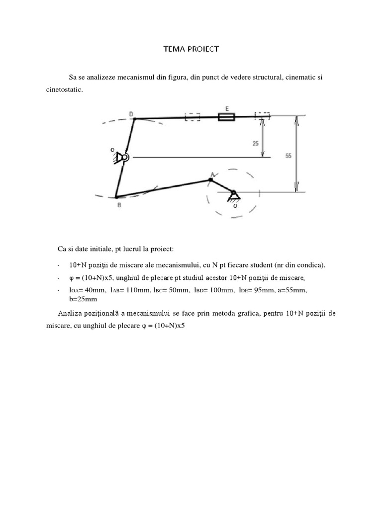 Proiect Mecanisme (TCM) - Sem II - 1 | PDF