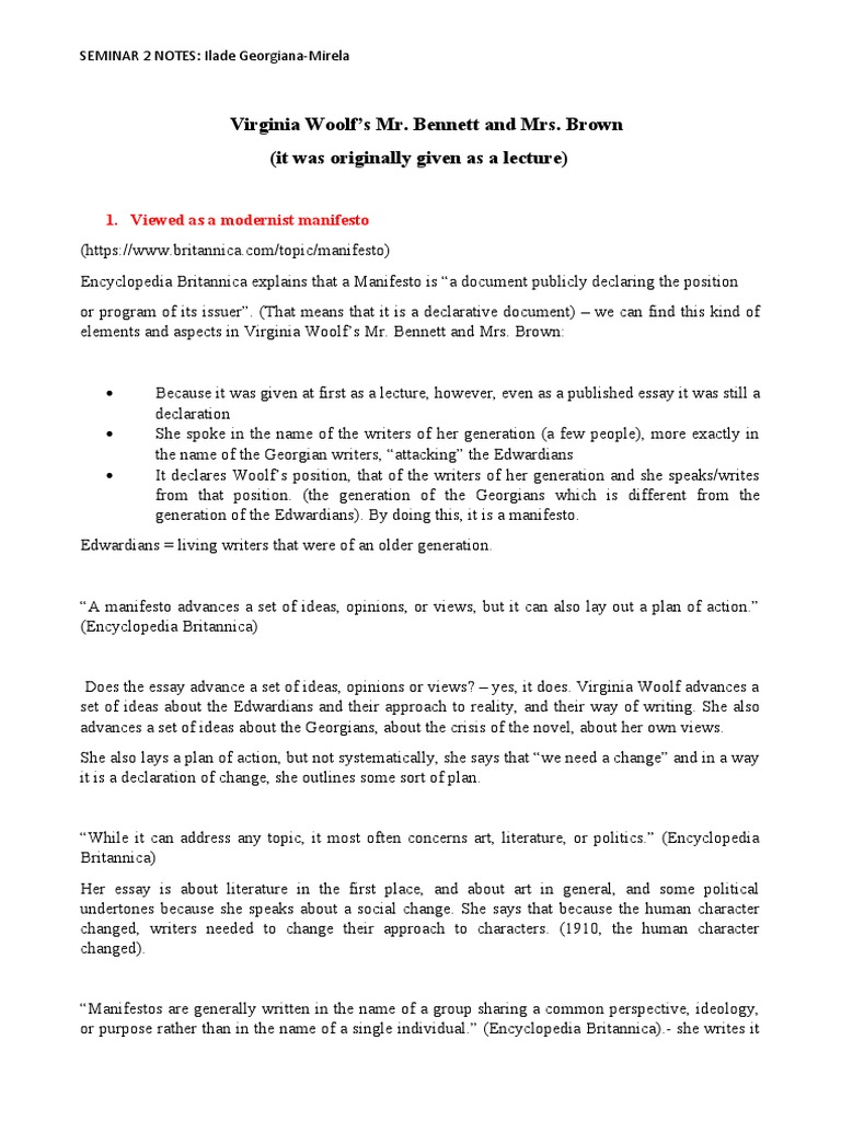 Seminar 2 Notes | Download Free PDF | Reality | Virginia Woolf