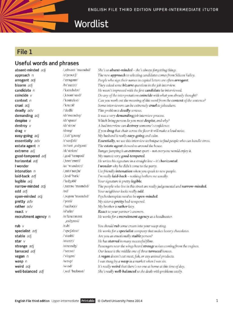 Word List | PDF