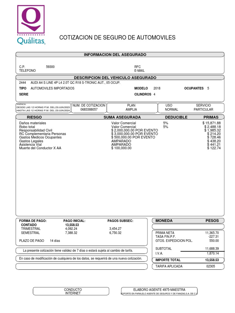 Cotizacion Qualitas | PDF