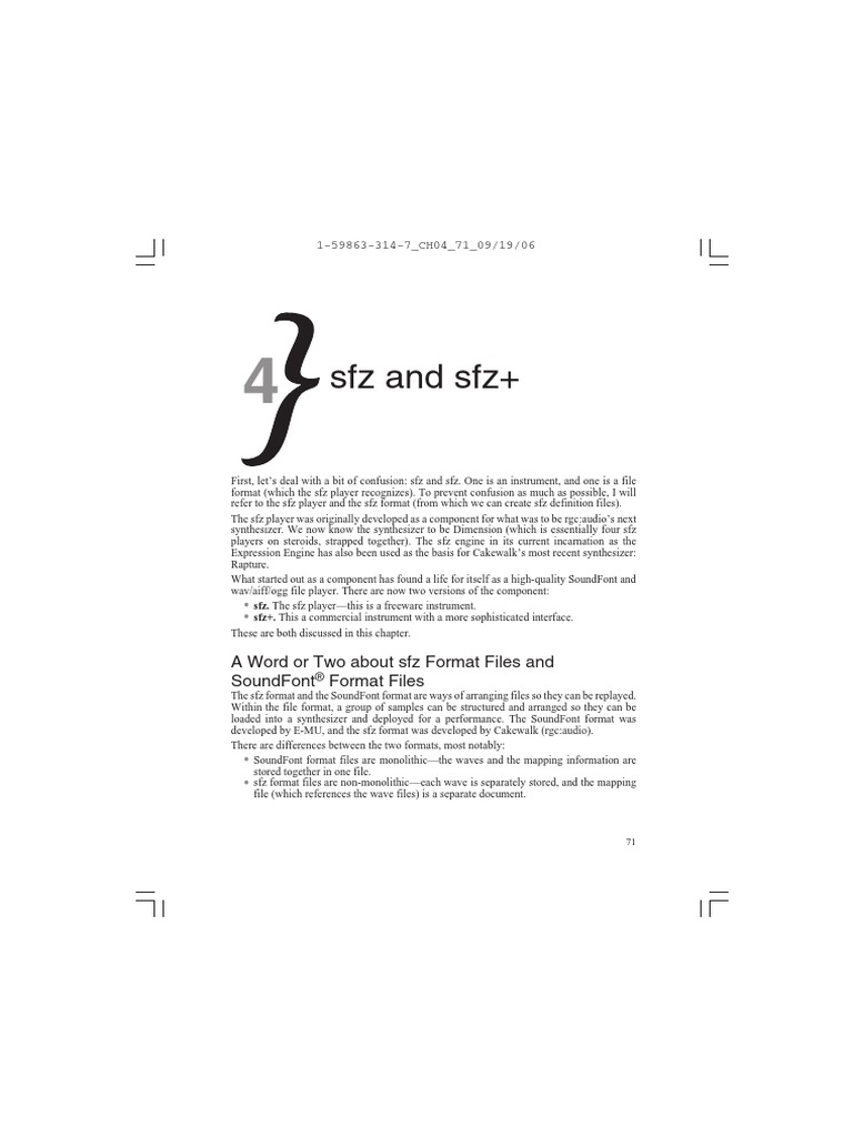 SFZ and SFZ+: A Word or Two About SFZ Format Files and Soundfont Format Files | PDF ...